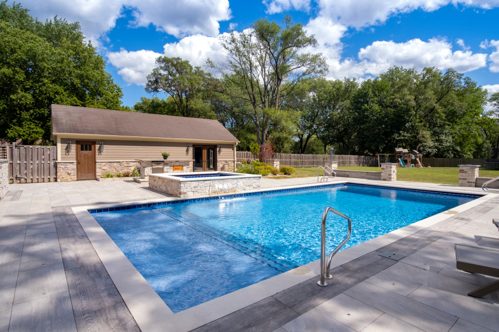 Prospect Heights Outdoor Living Project with Swimming Pool and Hot Tub ...