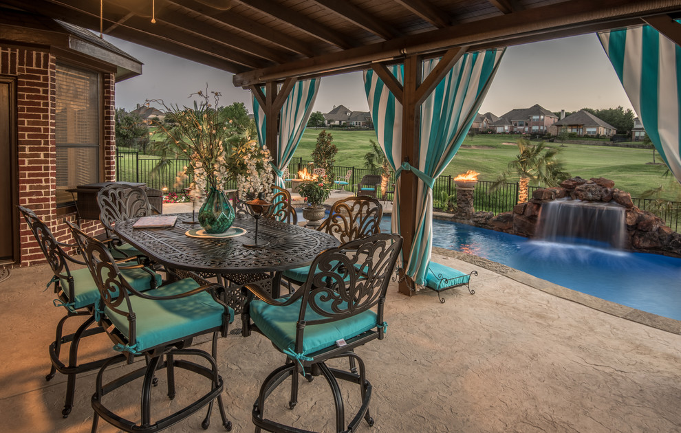 Raised Beam Free-Form Pool with Tiered Spa - Contemporary - Pool ...