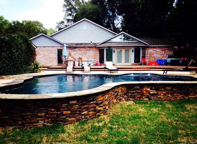 Raised Beam Wall Pools - Traditional - Pool - Houston - by Stonewall ...
