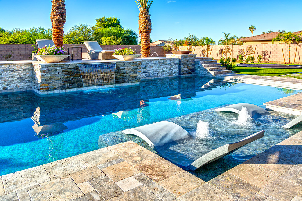 Raised Rock Modern Pool Phoenix By Presidential Pools Spas