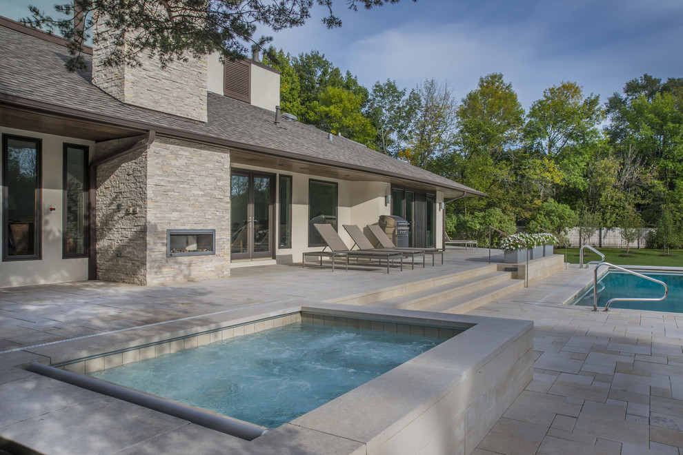 Raised Stone Spa with Pool - Modern - Pool - Chicago - by Platinum ...