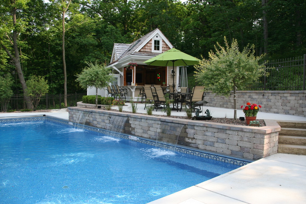 Raised Wall with Strip Waterfalls - Pool - Milwaukee - by Swimming Pool ...