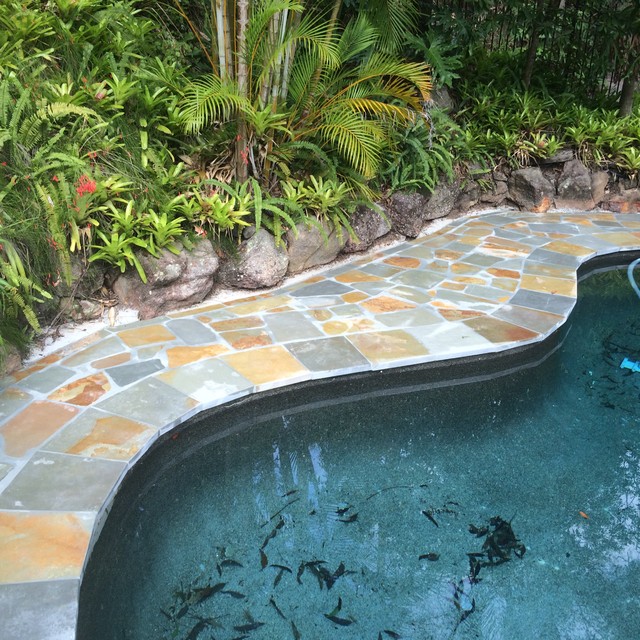 Random and traditional limestone tiles - Traditional - Pool - Brisbane ...