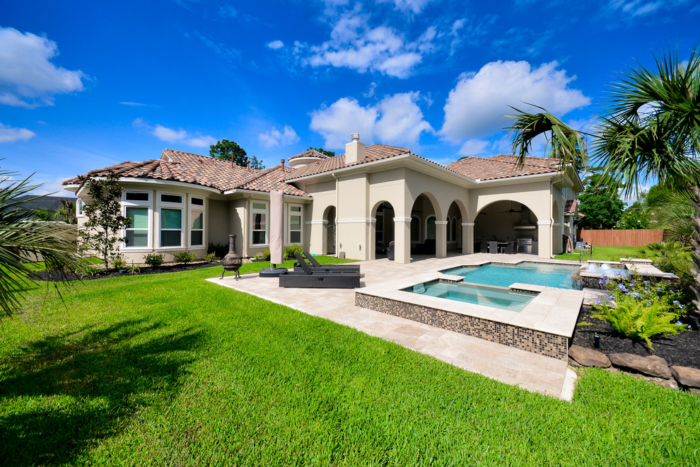 Rear Elevation - Mediterranean - Pool - Houston - by Ideo Architects ...