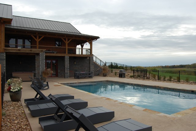 Reclaimed Timber Frame - Rustic - Swimming Pool & Hot Tub - Kansas City ...