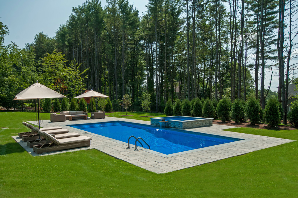 Rectangle Pool, custom liner, stone pavers - Pool - Bridgeport - by ...