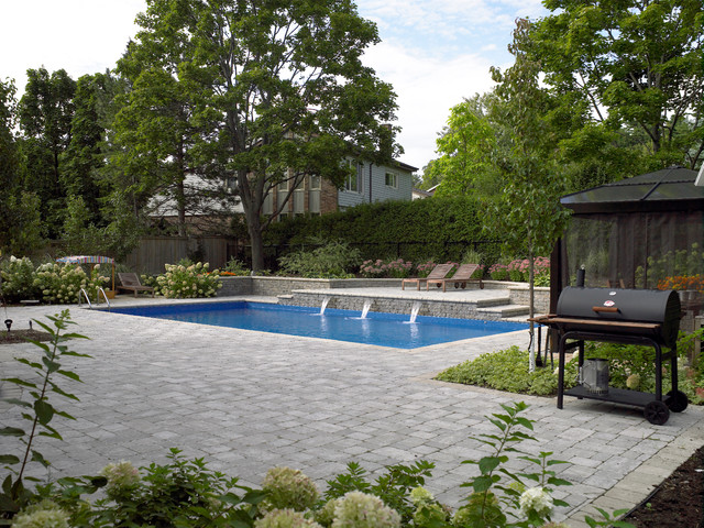Rectangle Pool with Sheer Descent Water Feature - Modern - Pool ...