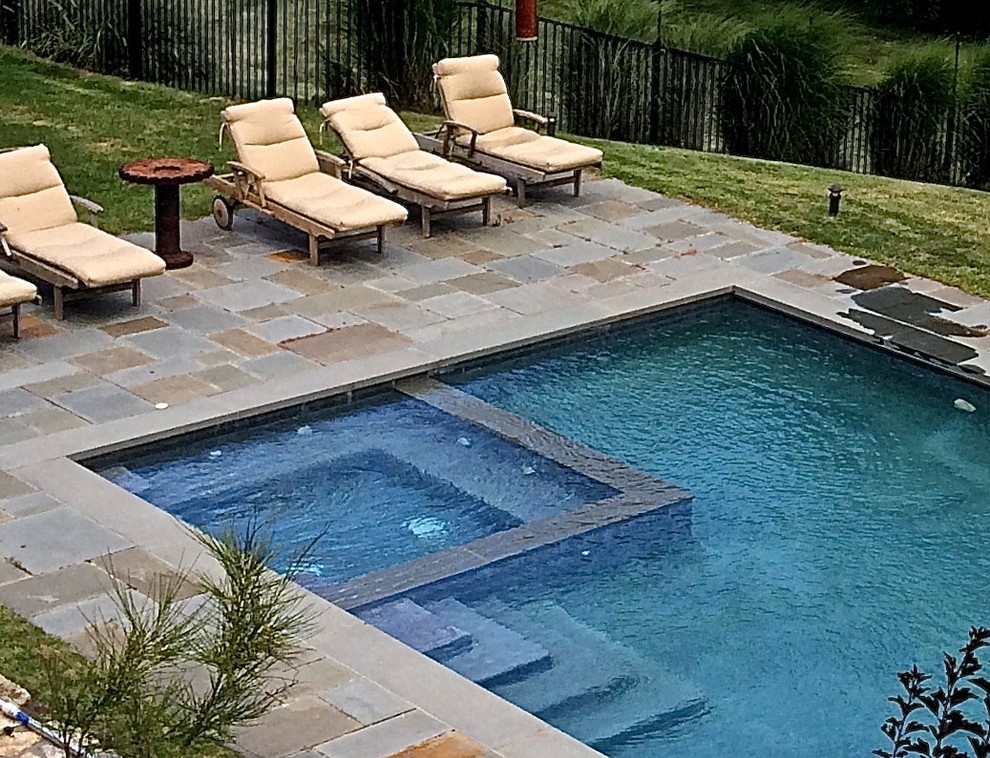 Rectangular Gunite Pool with Interior Spa & Automatic Cover - Traditional - Pool - New York - by ...