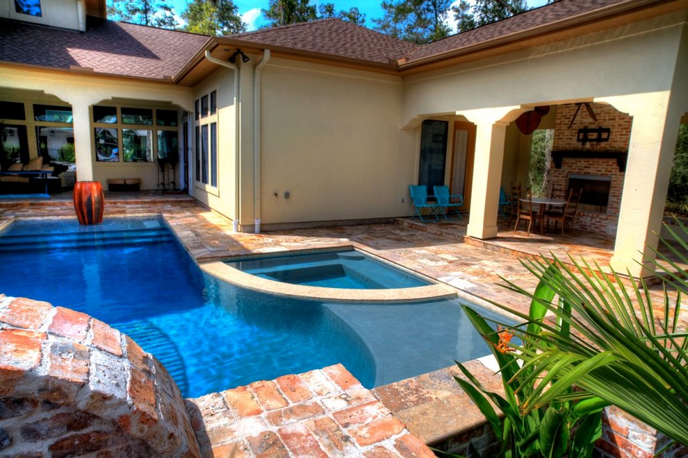 Rectangular Pool 3 - disappearing fountain and pergola - Traditional ...
