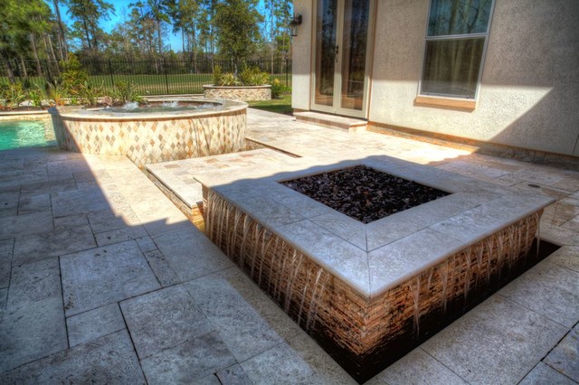 Rectangular Water Feature And Fire