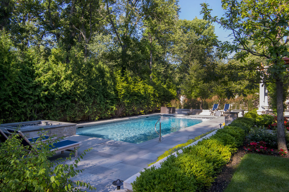 Rectangular Swimming Pool and Raised Spa - Traditional - Pool - Chicago ...