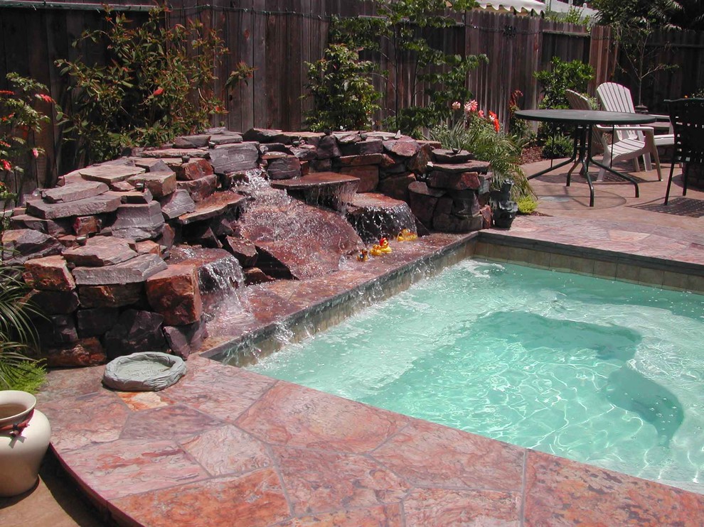 Red Stone Waterfall Jacuzzi - Water Feature 2 - Traditional - Pool ...