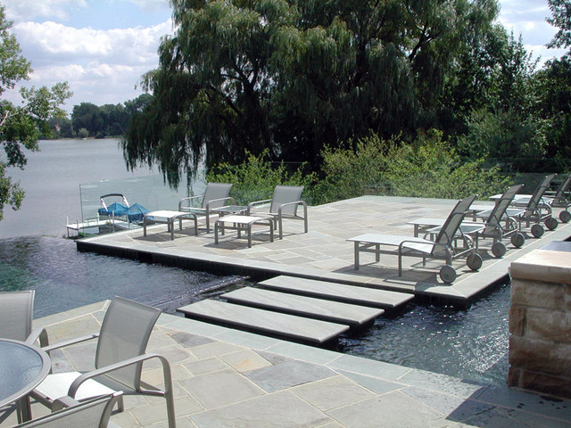 Pool Stone Steps Stone Steps To Patio Cottage Deck/patio