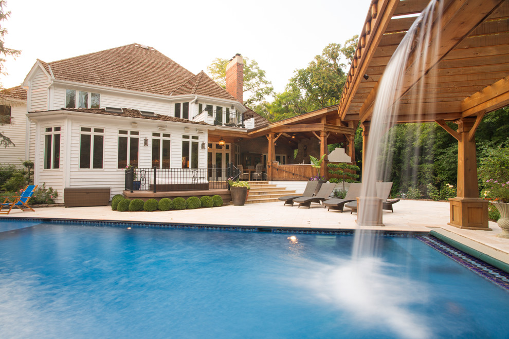 Resort Style Back Yard Waterfall Pool in Naperville - Traditional ...