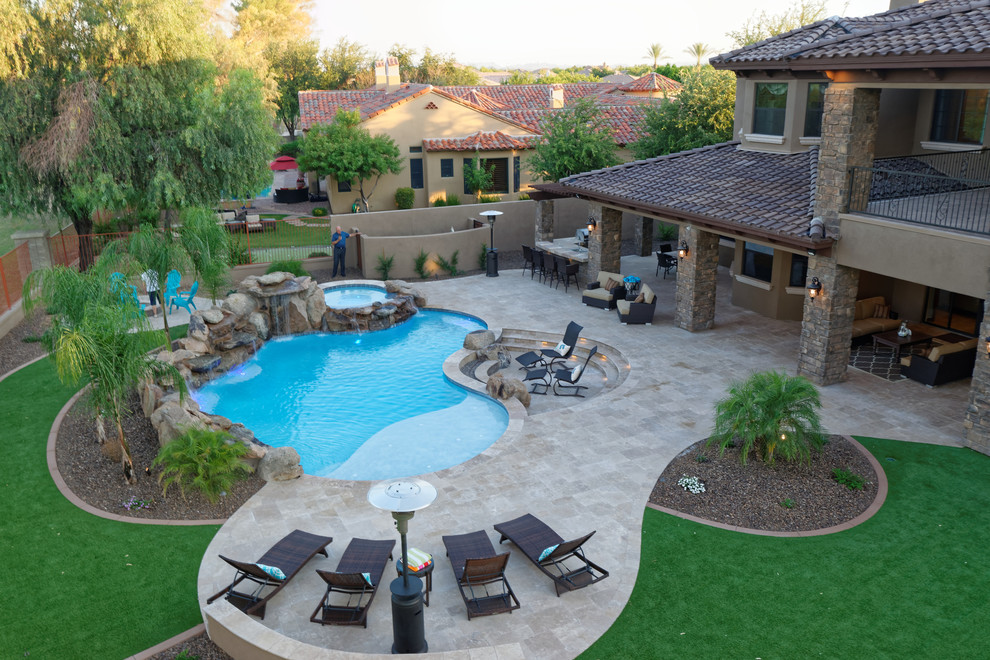 Resort style backyard - Mediterranean - Pool - Phoenix - by Beacon Rock ...