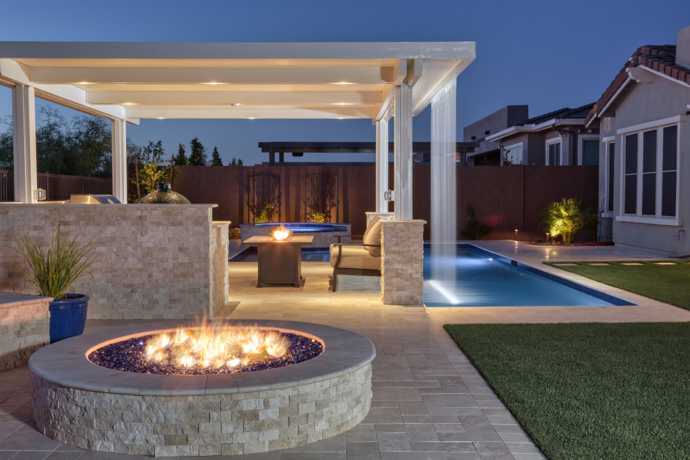 Resort-style Backyard in Sky Crossing - Modern - Pool - Phoenix - by ...