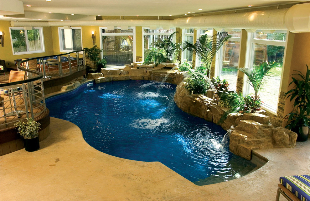 RicoRock Indoor Swimming Pool Waterfall - Rustic - Pool - Orlando - by ...
