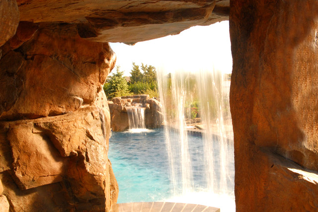 RicoRock Swimming Pool Cave & Waterfall - Rustic - Pool - New York - by ...