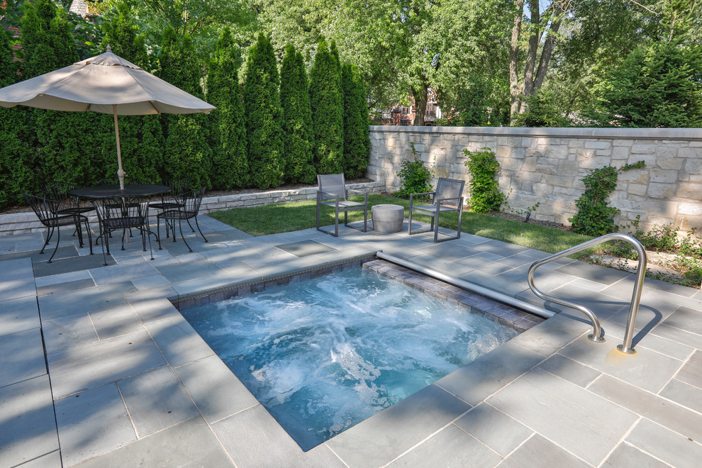 River Forest, IL Rectilinear Swimming Pool with Hot Tub - Traditional ...