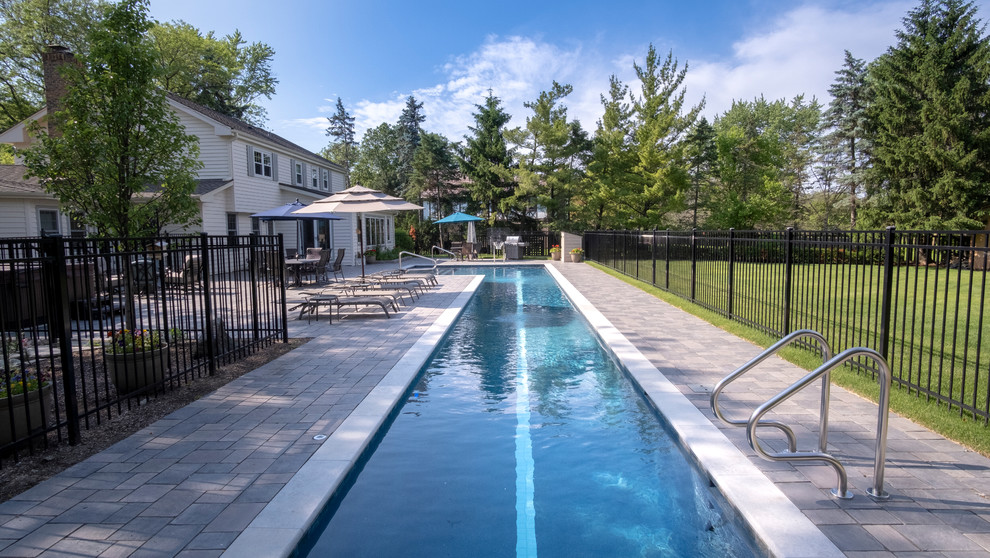 Riverwoods, IL Lap Pool with Offset "L" - Traditional - Pool - Chicago ...