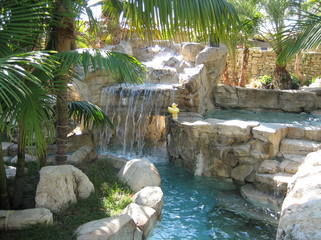 Rock Pool with Lazy River - Tropical Garden Style - Tropical - Pool ...