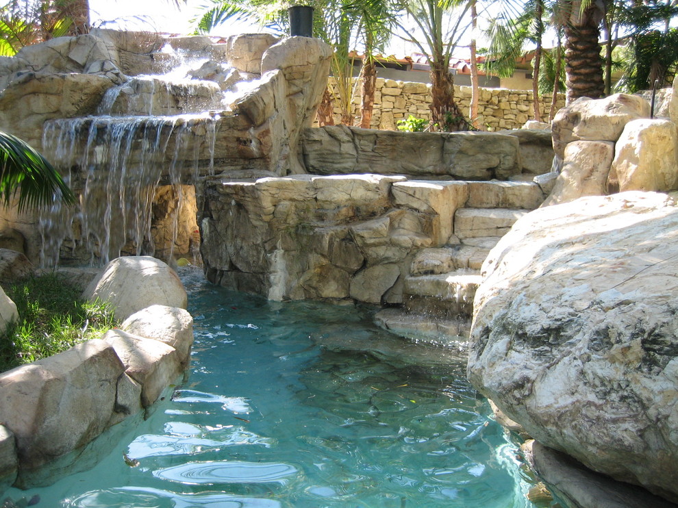 Rock Pool with Lazy River - Tropical Garden Style - Tropical - Pool ...