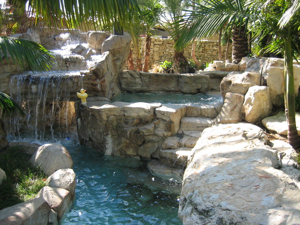 Rock Pool with Lazy River - Tropical Garden Style - Tropical - Pool ...