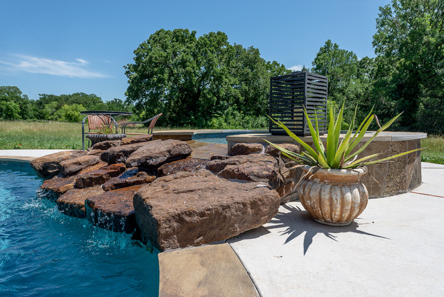 Rock Waterfall and Spa Spillover - Rustic - Pool - Other - by Paradise ...