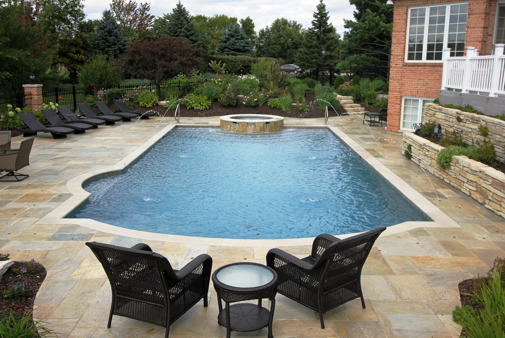 Roman Shaped Pool with Overhanging Circular Spa - Contemporary - Pool ...