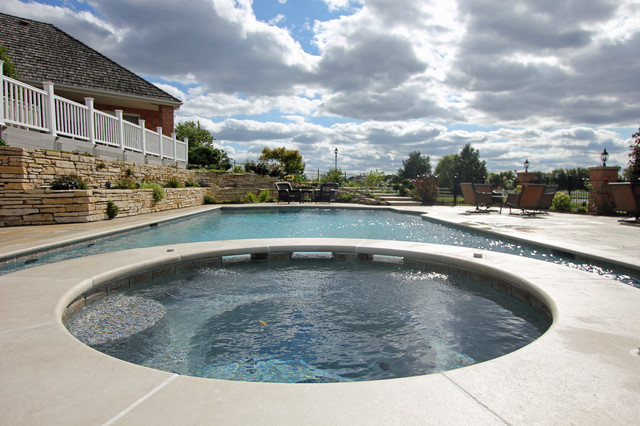 Roman Shaped Pool with Overhanging Circular Spa - Contemporary ...