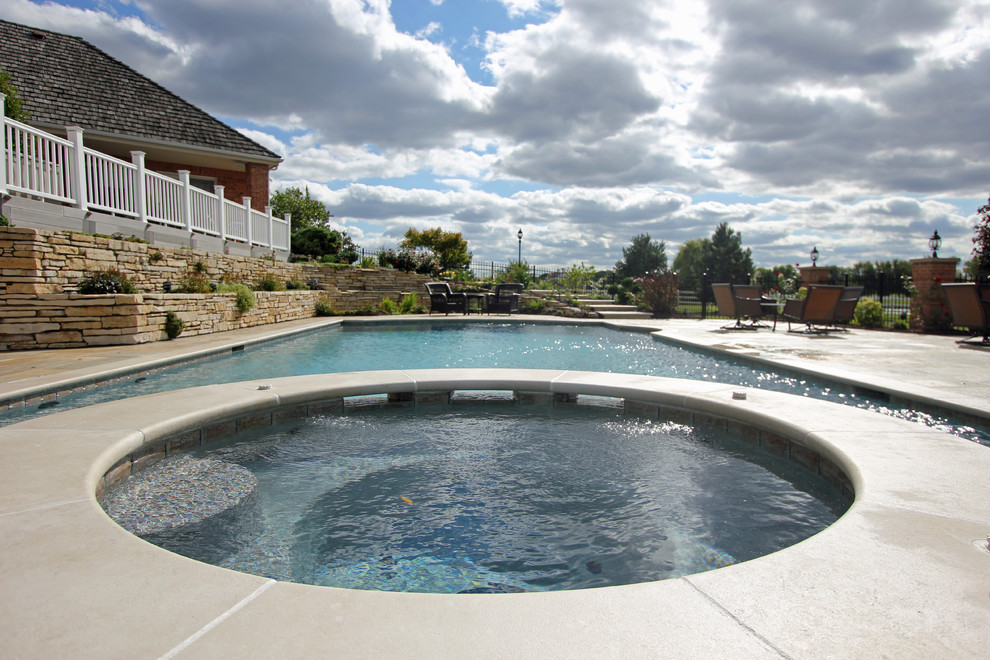 Roman Shaped Pool with Overhanging Circular Spa - Contemporary - Pool ...