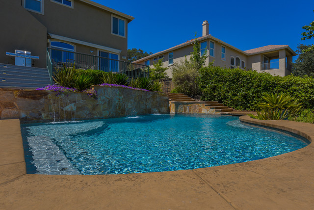 Roseville Waterfall Pool - Tropical - Pool - Sacramento - by Premier ...