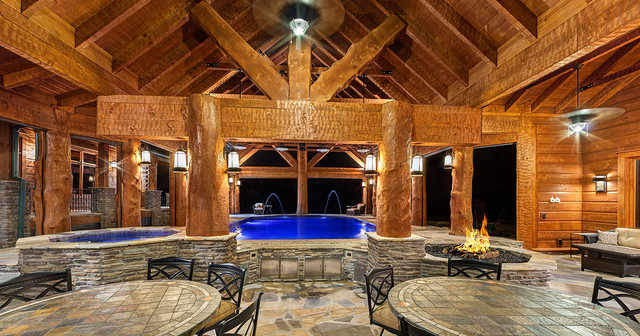 Rustic Pool house - Rustic - Pool - Other - by Retracta Screen of the ...