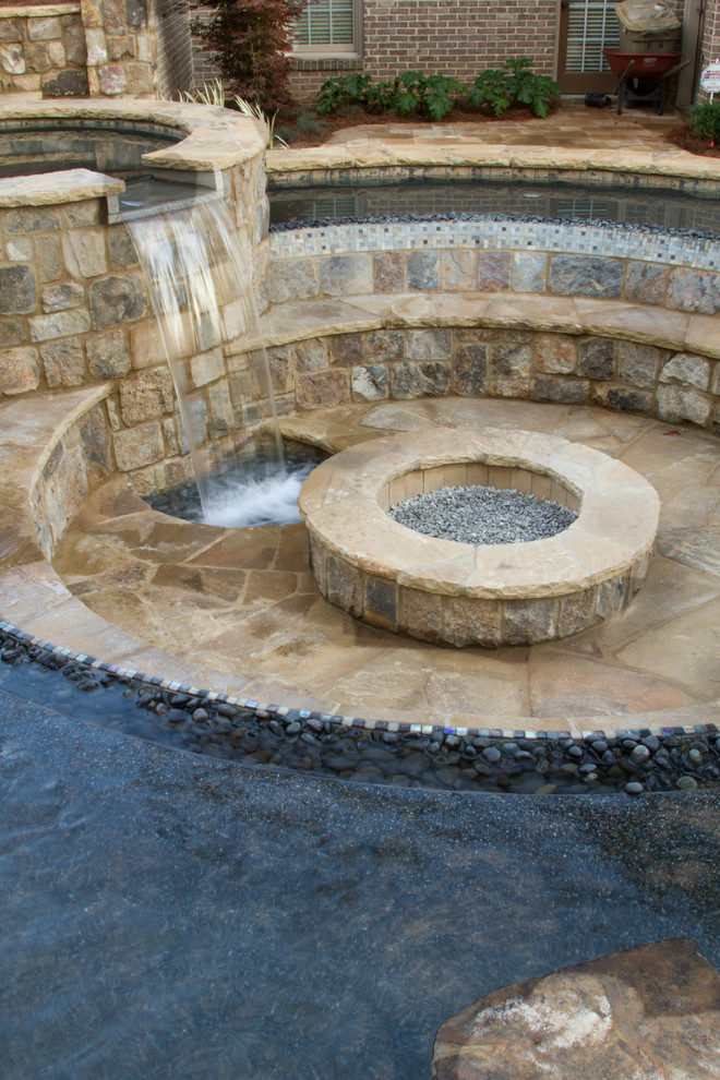 Rustic Pool with Incredible Sunken Patio & Fire Pit - Rustic - Pool ...