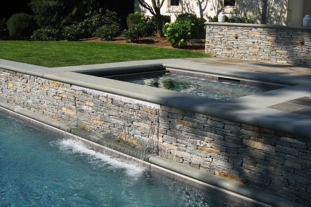 Rye Custom Pool, Spa and Waterfall - Contemporary - Pool - New York ...