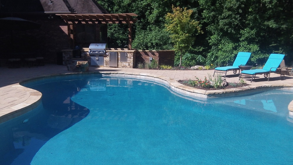 Satin Matrix Aqua Blue with a Primera Stone Spa - Contemporary - Pool ...