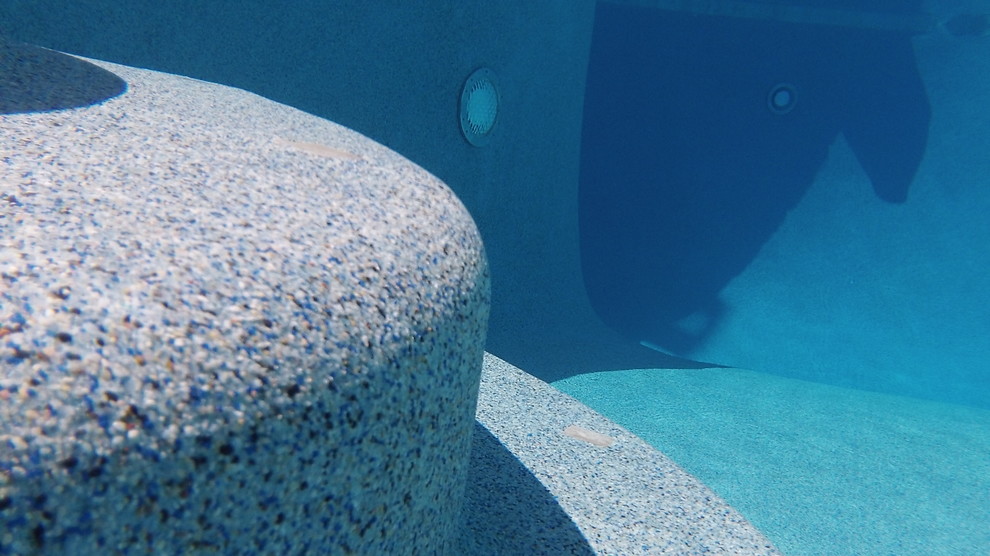 Satin Matrix Aqua Blue with a Primera Stone Spa - Contemporary - Pool ...