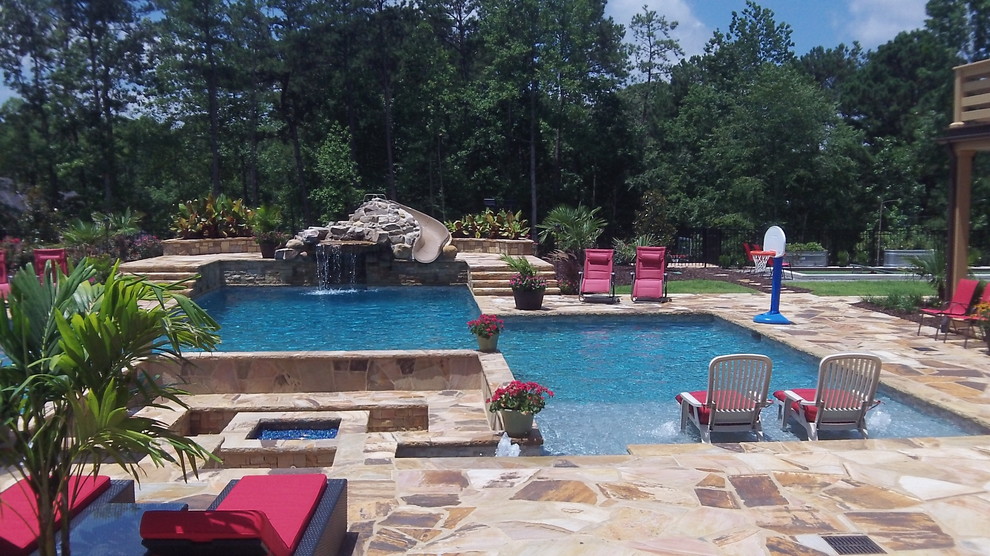 Satin Matrix Aqua Blue with Ocean Bead Glass - Beach Style - Pool ...