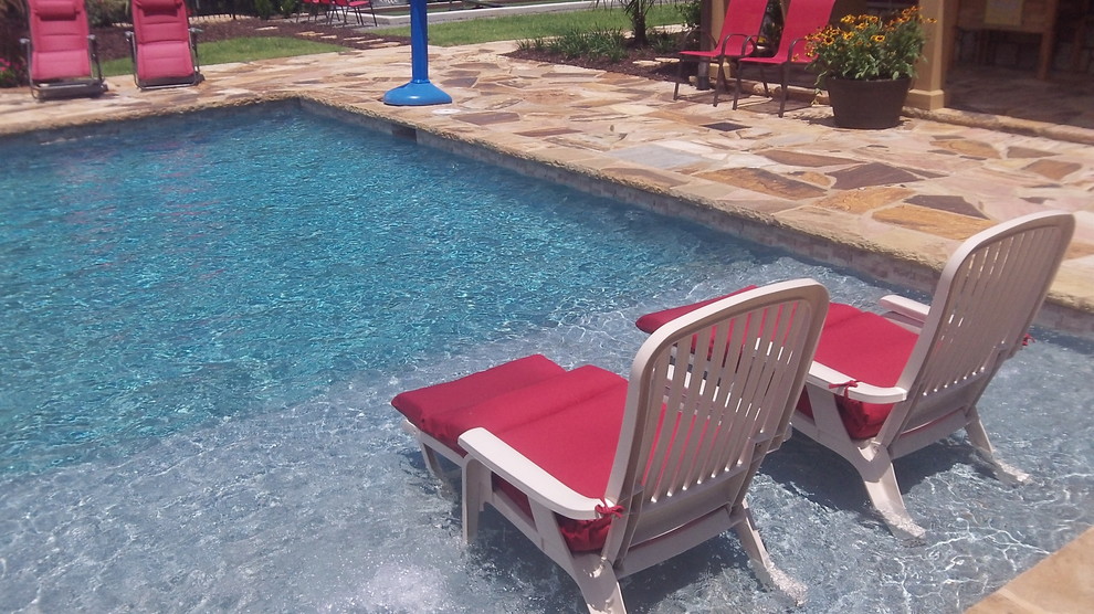 Satin Matrix Aqua Blue with Ocean Bead Glass - Coastal - Swimming Pool ...