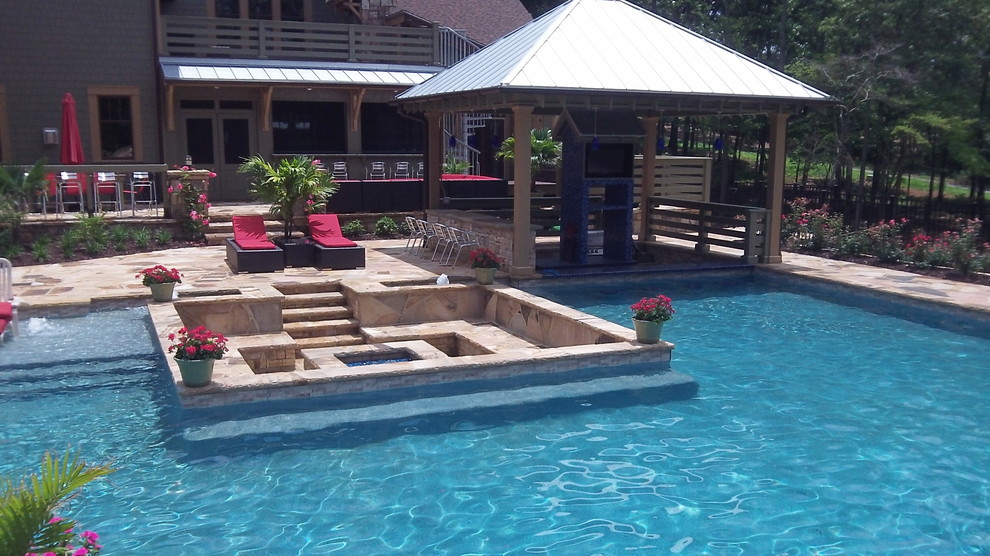 Satin Matrix Aqua Blue with Ocean Bead Glass - Beach Style - Pool ...