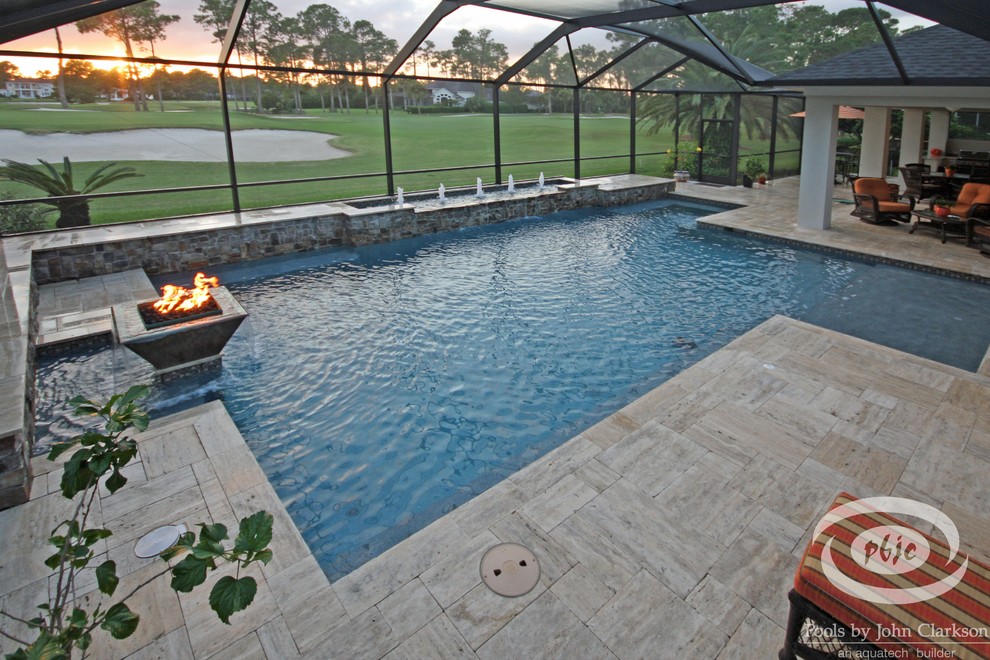 Sawgrass Pool with Fire & Water Bowl - Traditional - Pool ...