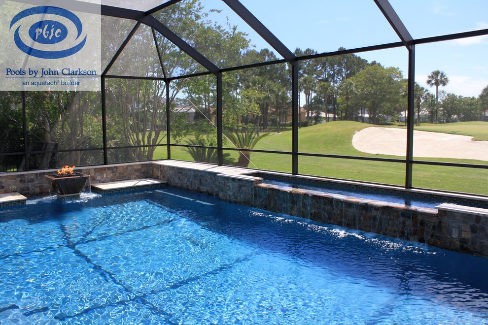 Sawgrass Pool with Fire & Water Bowl - Contemporary - Pool ...