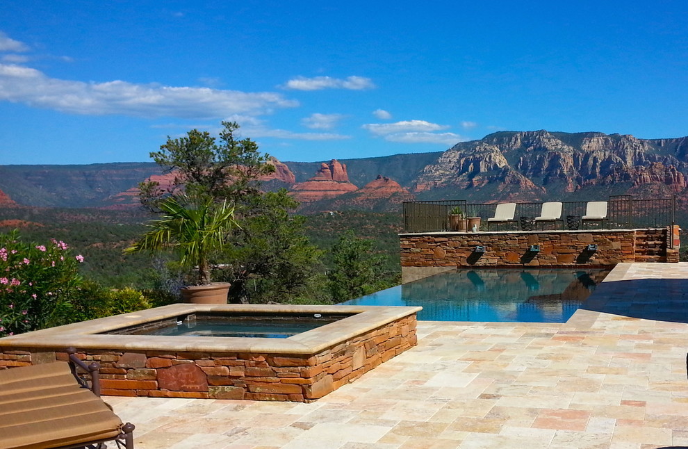 Sedona Contemporary Negative Edge Pool with Cover - Contemporary - Pool ...