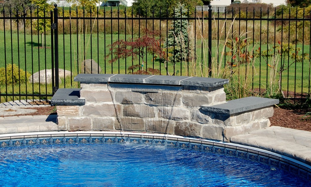 Sheer Descent Water Feature Modern Swimming Pool And Hot Tub