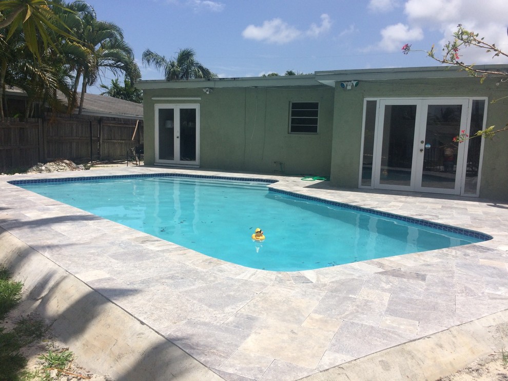 Silver Travertine Pavers - Pool - Miami - by Travertine Mart | Houzz