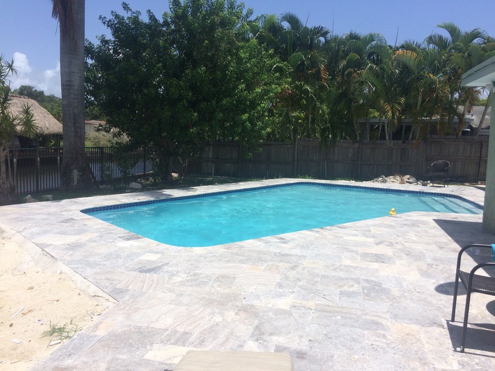 Silver Travertine Pavers - Pool - Miami - by Travertine Mart | Houzz