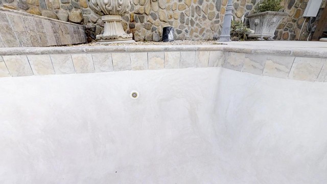 Silver Travertine Pool Coping, Tile and Spa Remodel - Modern - Swimming ...