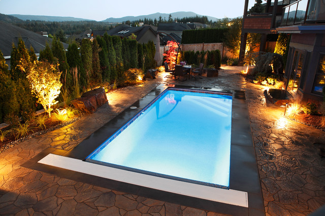Snoqualmie Eagle's Nest Pool + Fire - Rustic - Swimming Pool & Hot Tub ...