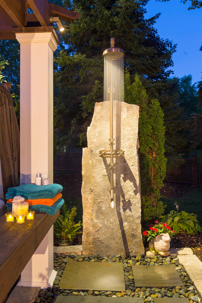 Sone Slab Outdoor Shower | Swimming Pools - Pool - Minneapolis - by ...