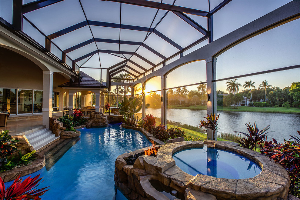 Sophisticated Pool Cage Renovation - Pool - Miami - by Harwick Homes ...